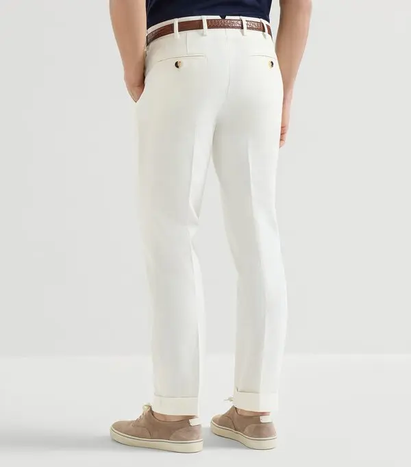 Brunello Cucinelli Cotton-virgin Wool Gabardine Trousers - White
