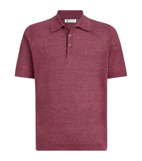 Brunello Cucinelli Linen-cotton Polo Sweater - Red