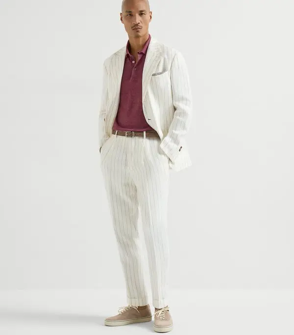 Brunello Cucinelli Linen-cotton Polo Sweater - Red