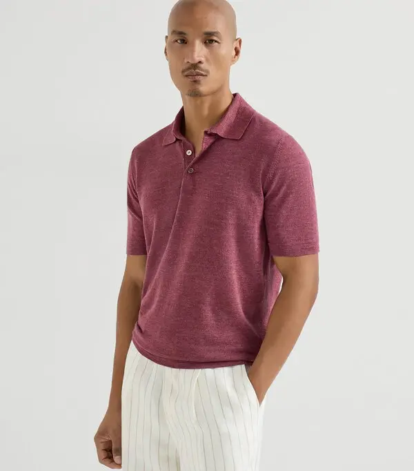 Brunello Cucinelli Linen-cotton Polo Sweater - Red