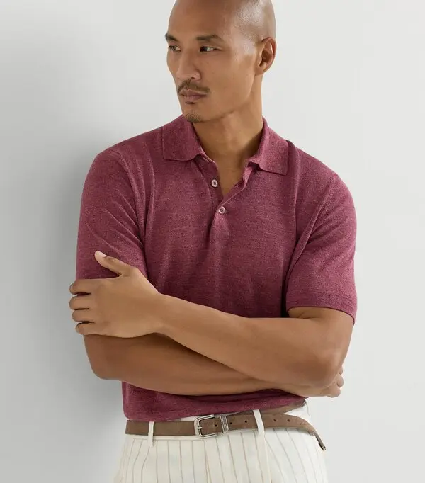 Brunello Cucinelli Linen-cotton Polo Sweater - Red