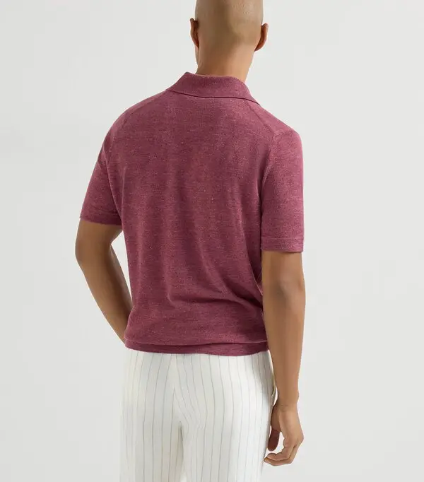 Brunello Cucinelli Linen-cotton Polo Sweater - Red