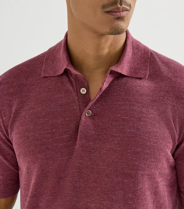 Brunello Cucinelli Linen-cotton Polo Sweater - Red