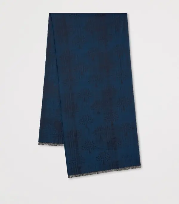 Mulberry Wool-silk Tree Scarf - Blue