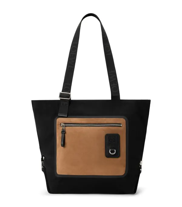 Loewe Flex Tote Bag With Calfskin Patch - Black