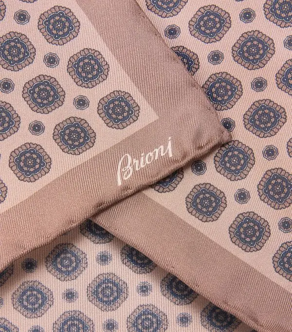 Brioni Silk Geometric Pocket Square