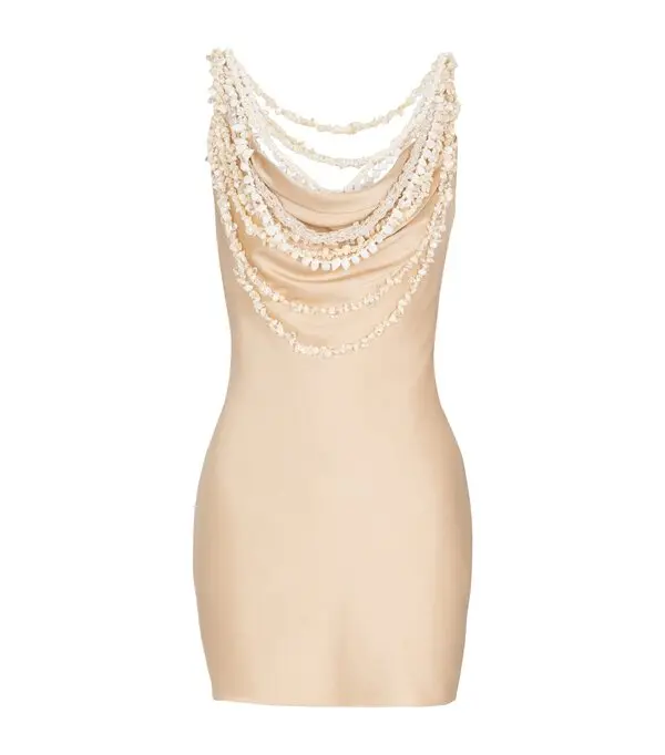 Balmain Silk Mini Dress - Beige