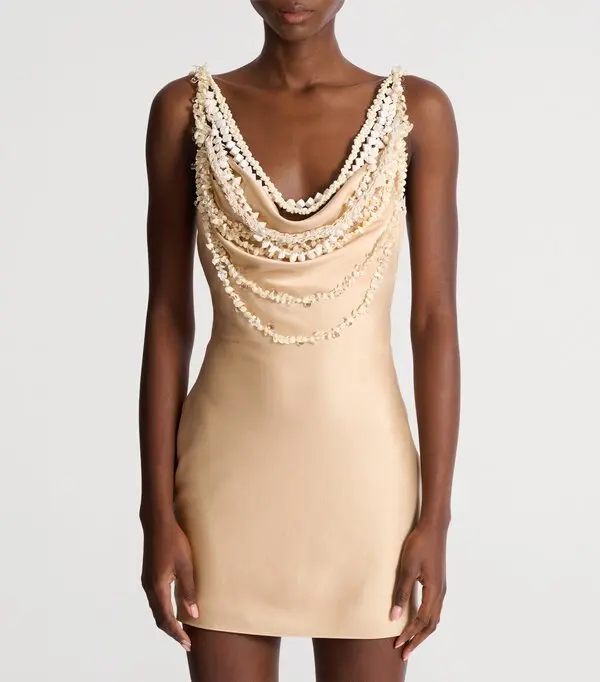 Balmain Silk Mini Dress - Beige
