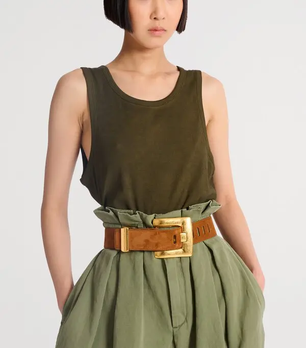 Balmain Suede Anthem Belt - Brown