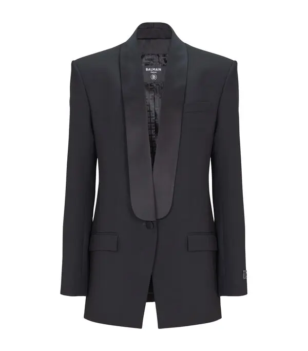 Balmain Wool Shawl-lapel Tuxedo Jacket - Black