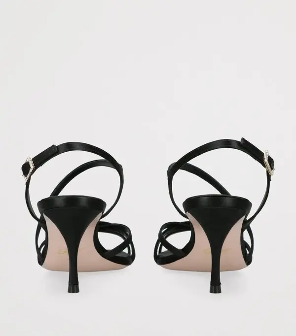 ROGER VIVIER Mini Flower Strass Heeled Sandals - Black