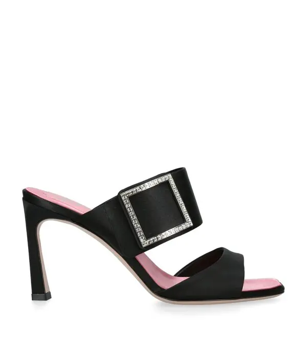 ROGER VIVIER Satin Trompette Mules - Black