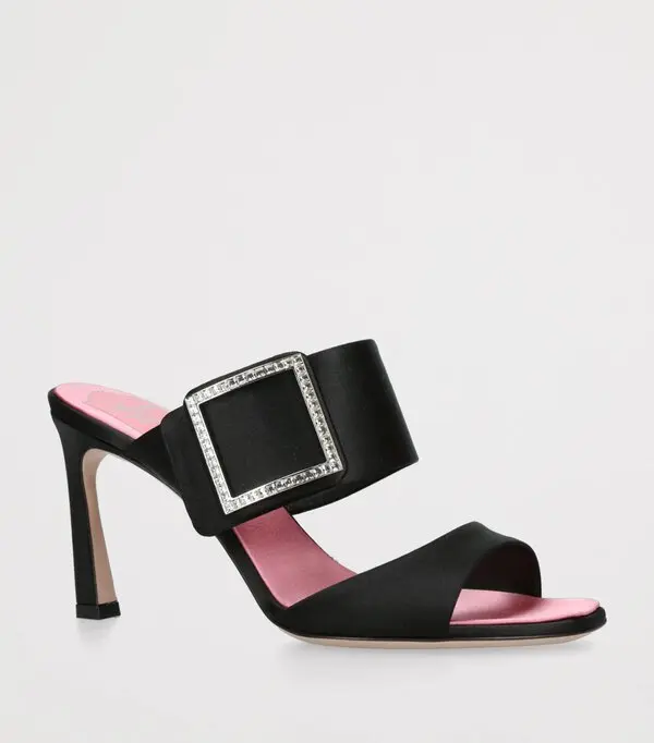 ROGER VIVIER Satin Trompette Mules - Black