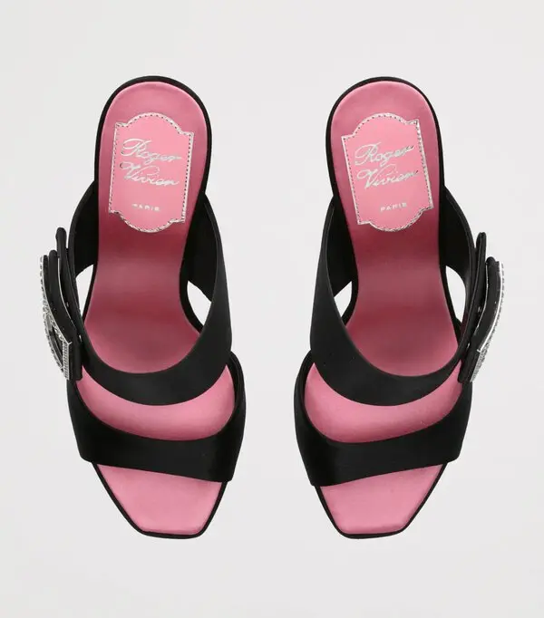 ROGER VIVIER Satin Trompette Mules - Black