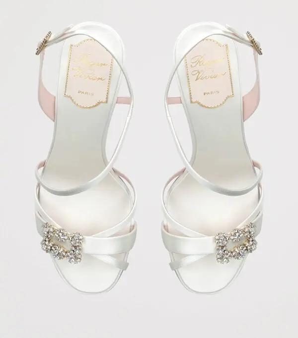 ROGER VIVIER Mini Flower Strass Heeled Sandals 65