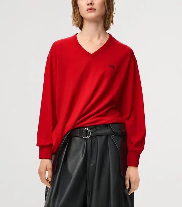 Loewe Wool-blend V-neck Sweater - Red