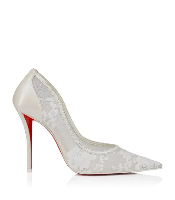 CHRISTIAN LOUBOUTIN Miss Z Lace Pumps 100 - White