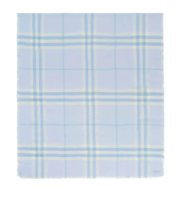 Burberry Wool Check Scarf - Blue