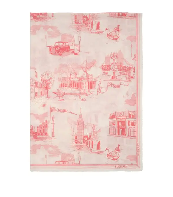 Burberry Silk-wool London Landmarks Scarf - Pink