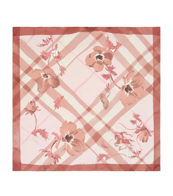 Burberry Silk Watercolour Check Scarf - Pink
