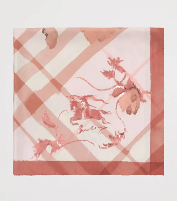 Burberry Silk Watercolour Check Scarf - Pink