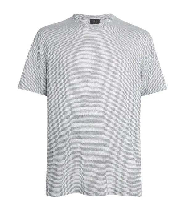 Brioni Linen-cotton Stripe T-shirt