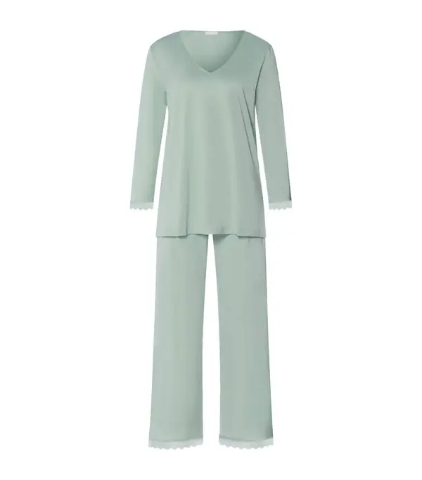 Hanro Cotton Long Inaya Pyjama Set - Green