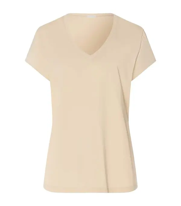Hanro Organic Cotton V-neck T-shirt - Beige