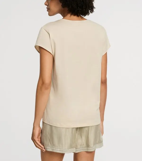 Hanro Organic Cotton V-neck T-shirt - Beige