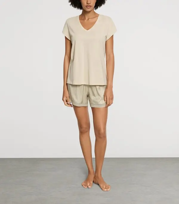 Hanro Organic Cotton V-neck T-shirt - Beige