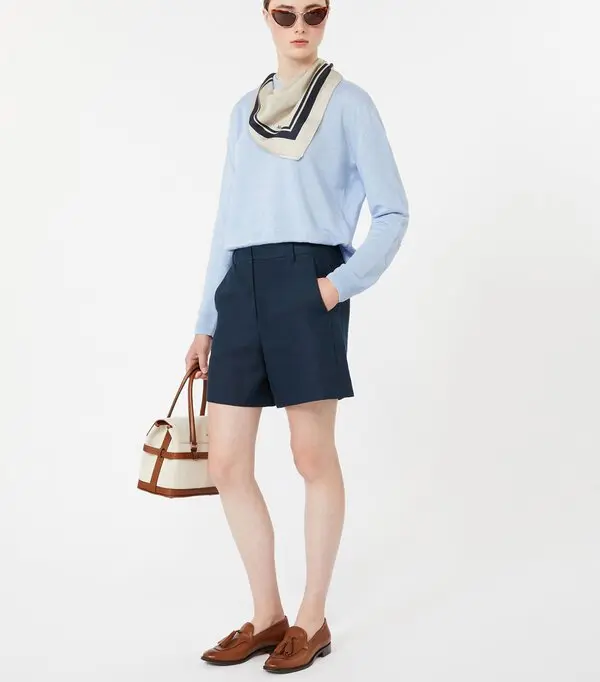 Max Mara Linen Tailored Shorts - Blue