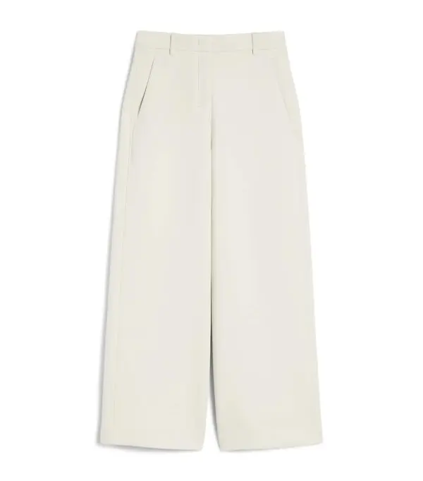 Max Mara Cotton-blend Wide-leg Trousers - Beige