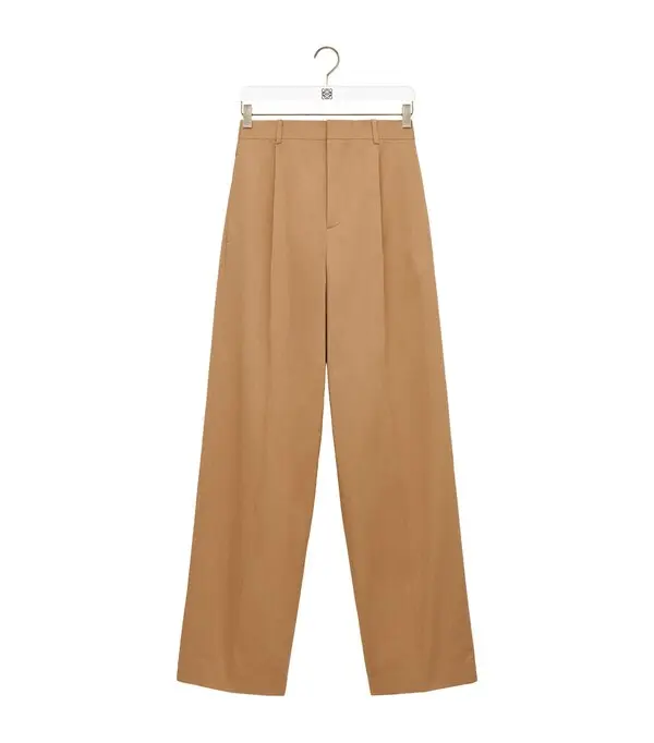 Loewe Cotton Wide-leg Trousers - Brown