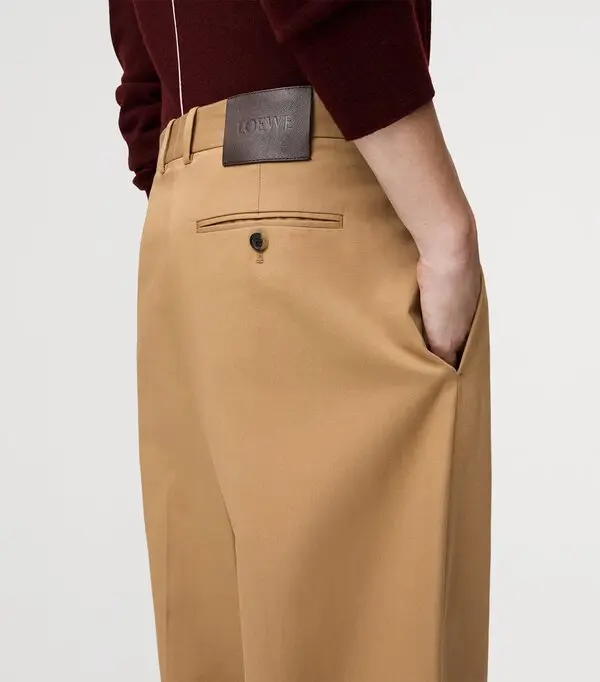 Loewe Cotton Wide-leg Trousers - Brown