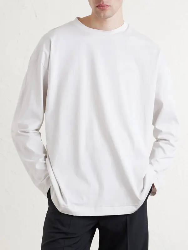 ATON Suvin Cotton Long-sleeved T-shirt - White