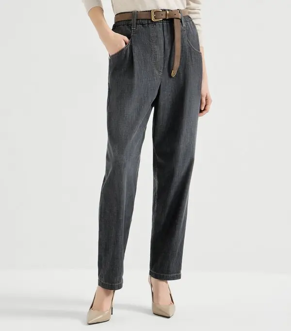 Brunello Cucinelli Denim Straight Trousers - Black