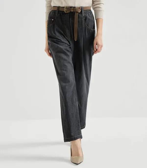 Brunello Cucinelli Denim Straight Trousers - Black