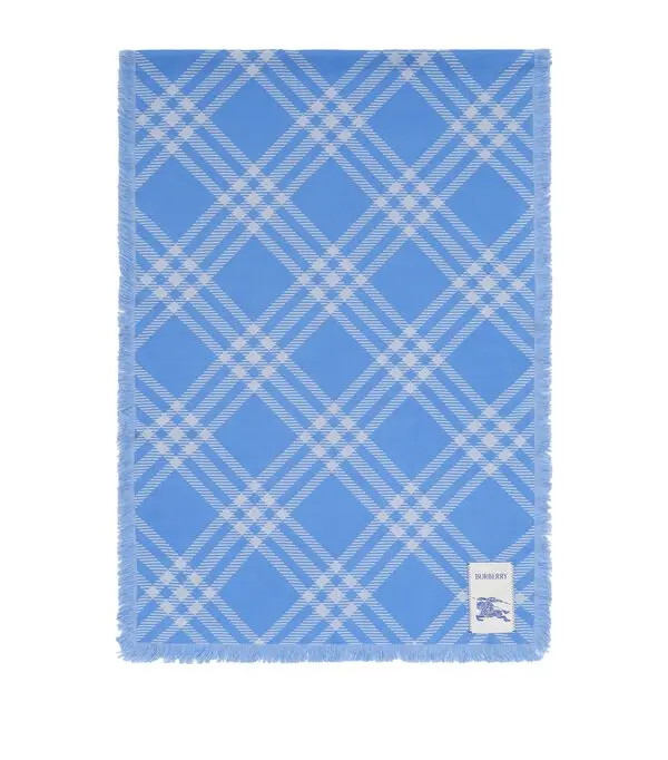Burberry Wool-silk Check Scarf - Blue