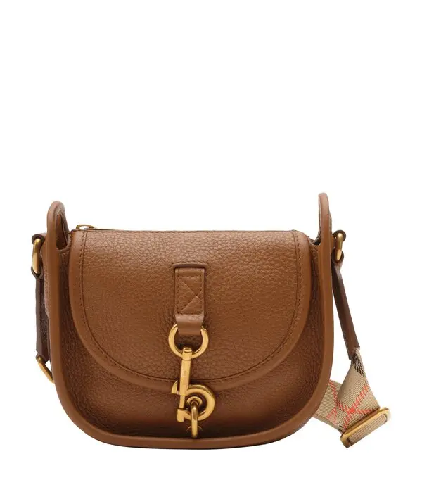 Burberry Mini Calfskin B Clip Messenger Bag - Brown