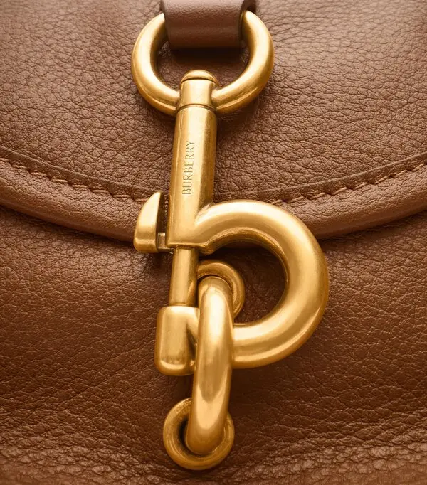 Burberry Mini Calfskin B Clip Messenger Bag - Brown