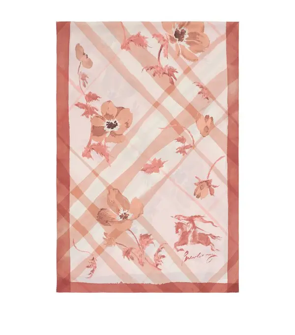 Burberry Silk Watercolour Check Scarf - Pink