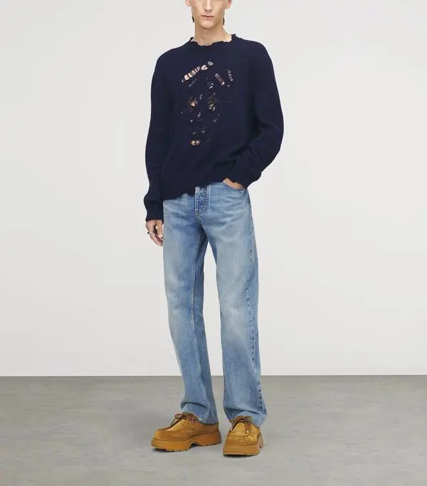 Alexander McQueen Distressed Skull Cotton Sweater