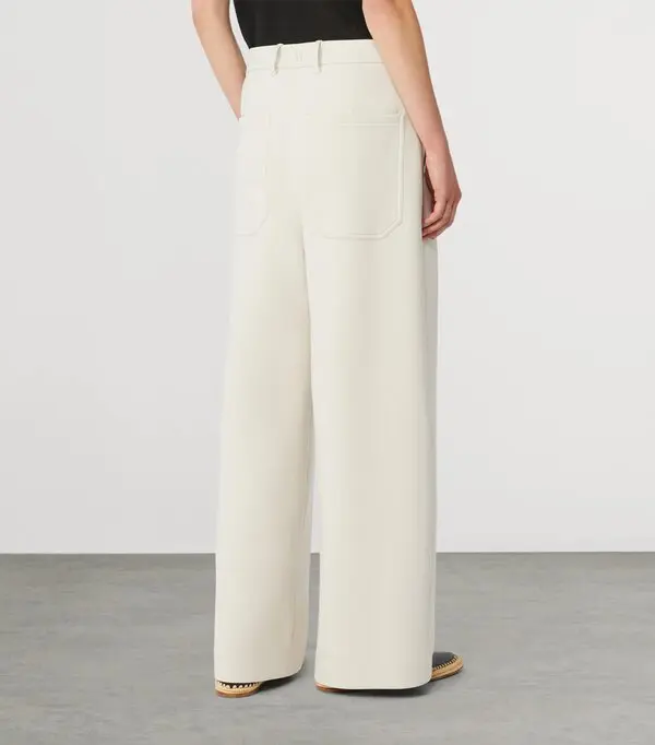 Max Mara Cotton-blend Wide-leg Trousers - Beige