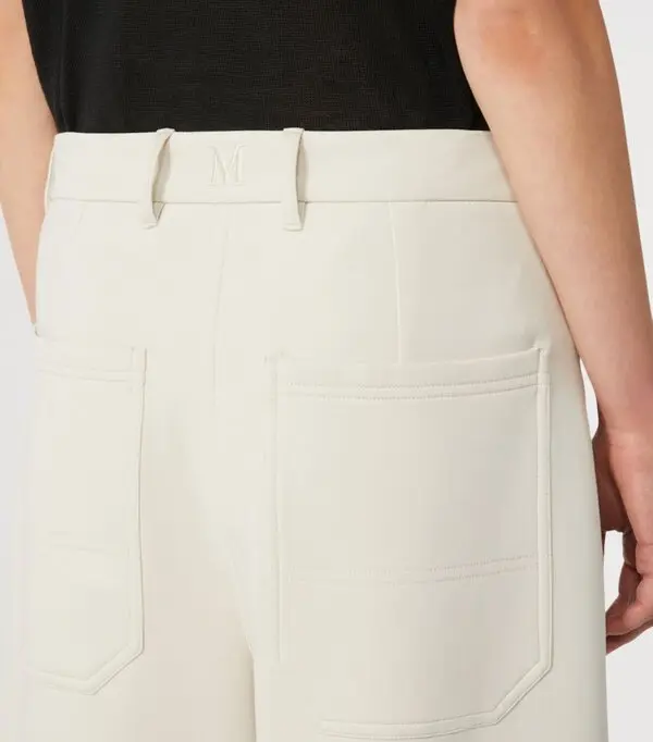 Max Mara Cotton-blend Wide-leg Trousers - Beige