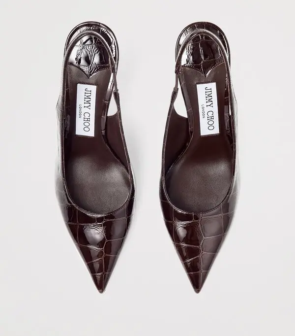 JIMMY CHOO Love 85 Croc-embossed Slingback Pumps