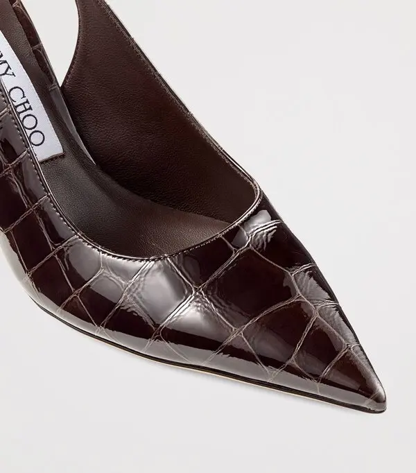 JIMMY CHOO Love 85 Croc-embossed Slingback Pumps