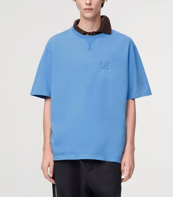 Loewe Cotton-blend Anagram T-shirt - Blue