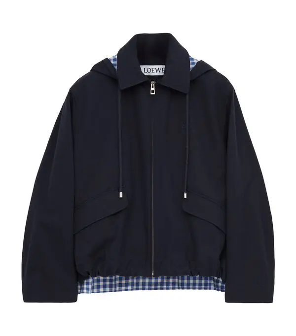 Loewe Hooded Bomber Jacket - Navy