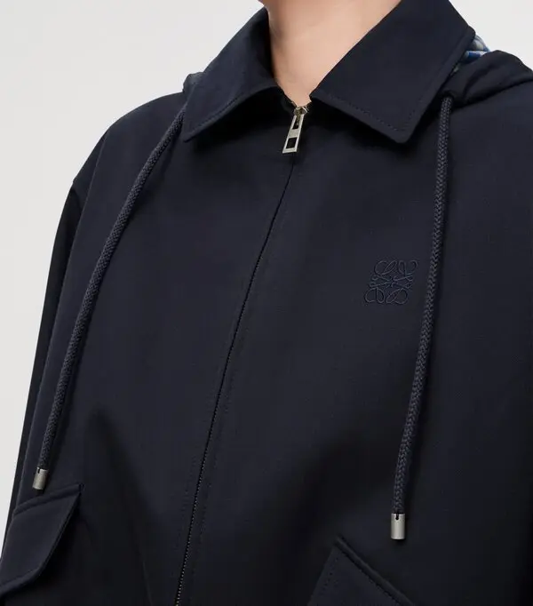 Loewe Hooded Bomber Jacket - Navy