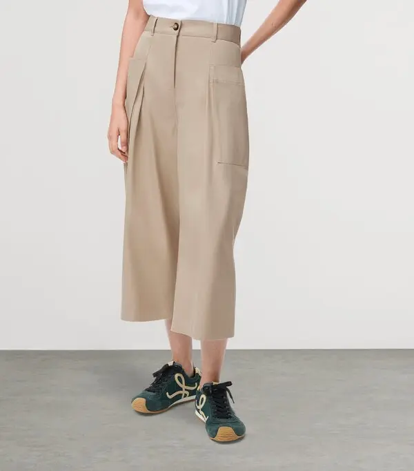 Loewe Cotton-silk Cropped Wide-leg Trousers